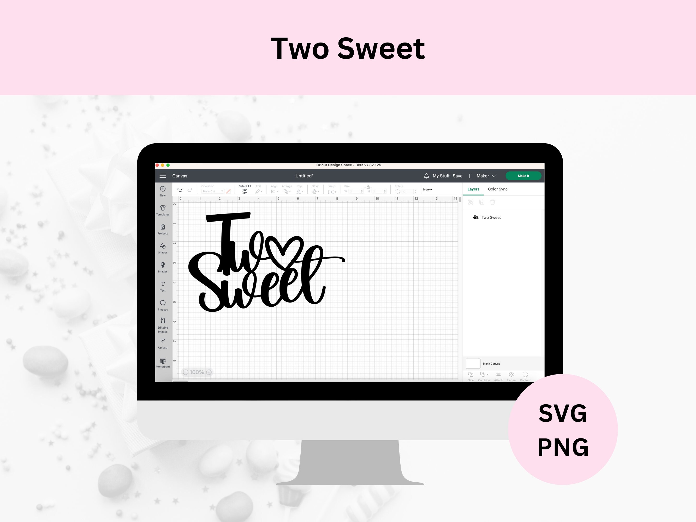 Two Sweet Svg Digital Download 2nd Birthday Cake Topper Cake Topper Svg ...