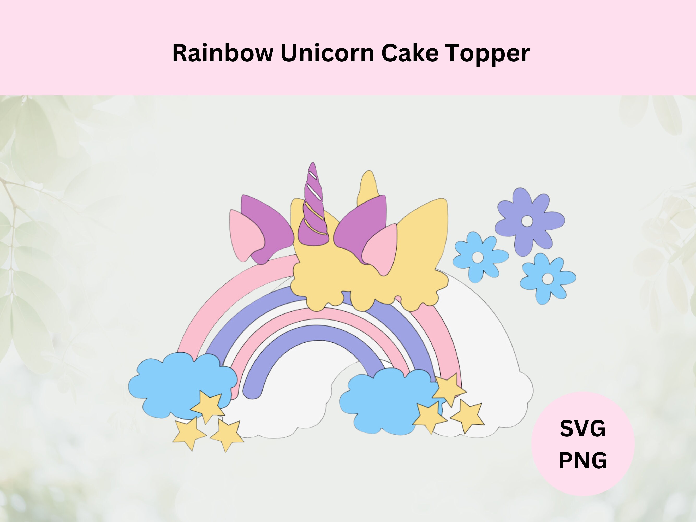 Layered Rainbow Unicorn Cake Topper Svg | Digital Download | Cake ...