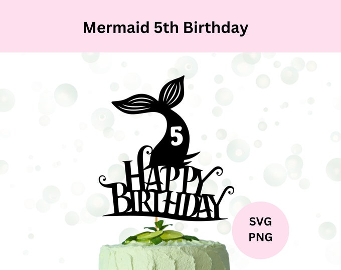 5 Mermaid Tail Birthday Number, PNG and SVG File, Digital Download ...