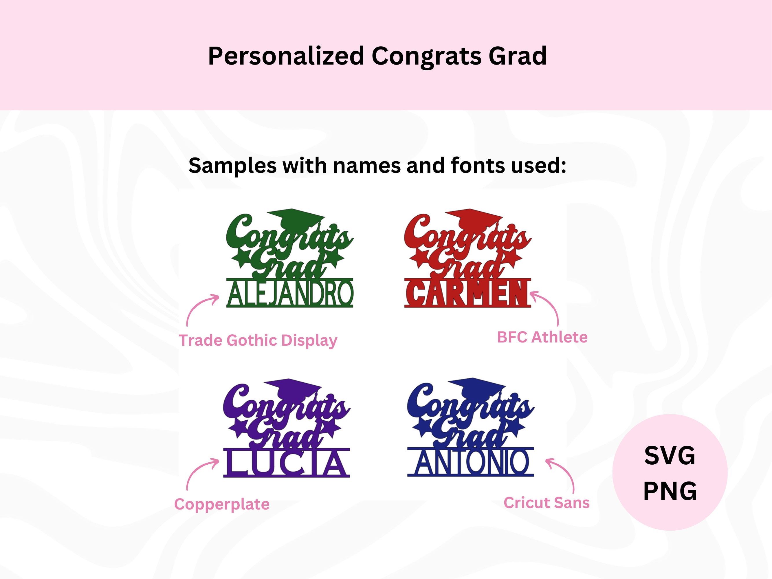 Personalized Congrats Grad Svg Digital Download Graduation Cake Topper ...