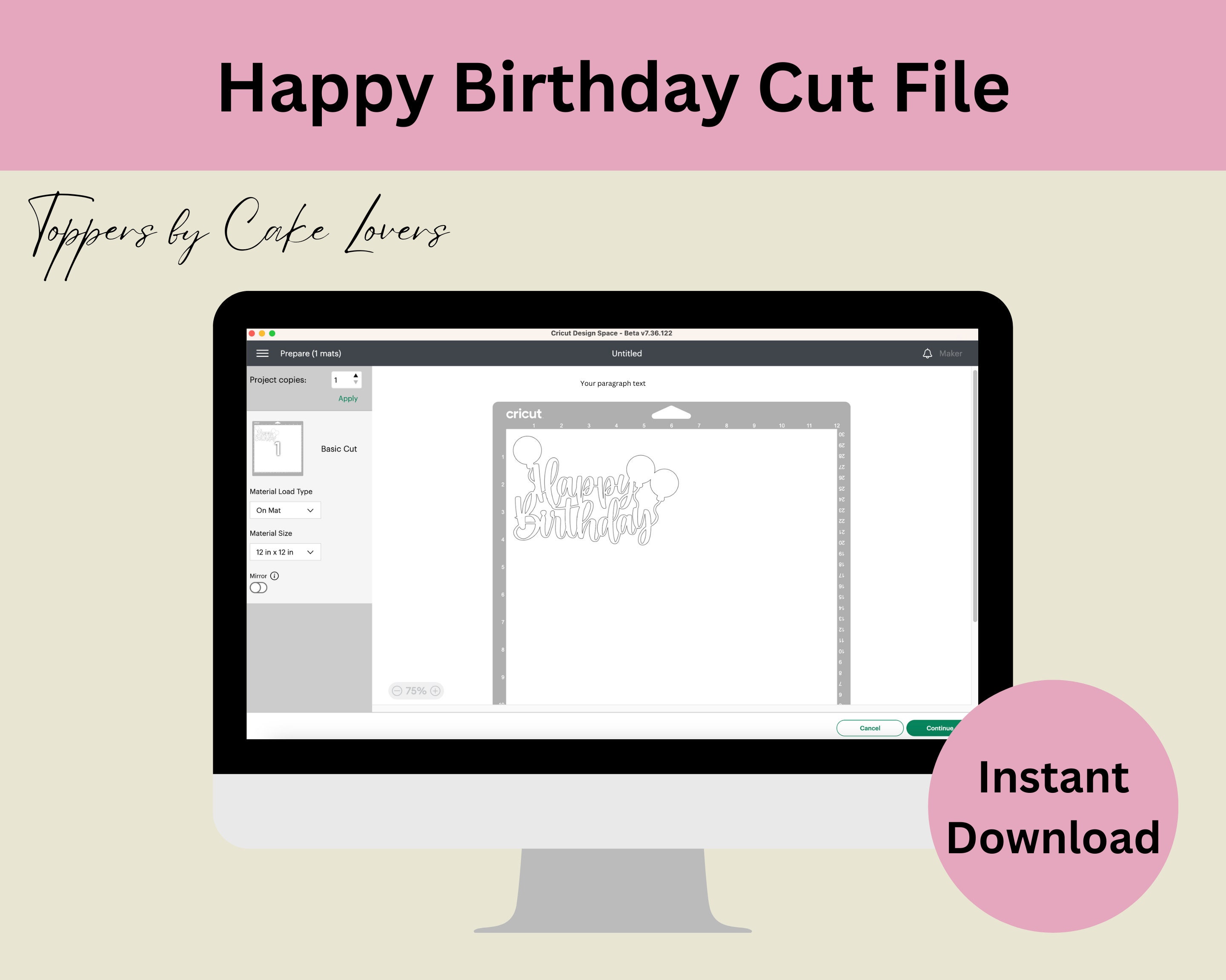 Happy Birthday Cut File Happy Birthday Cake Topper SVG DIY - Etsy