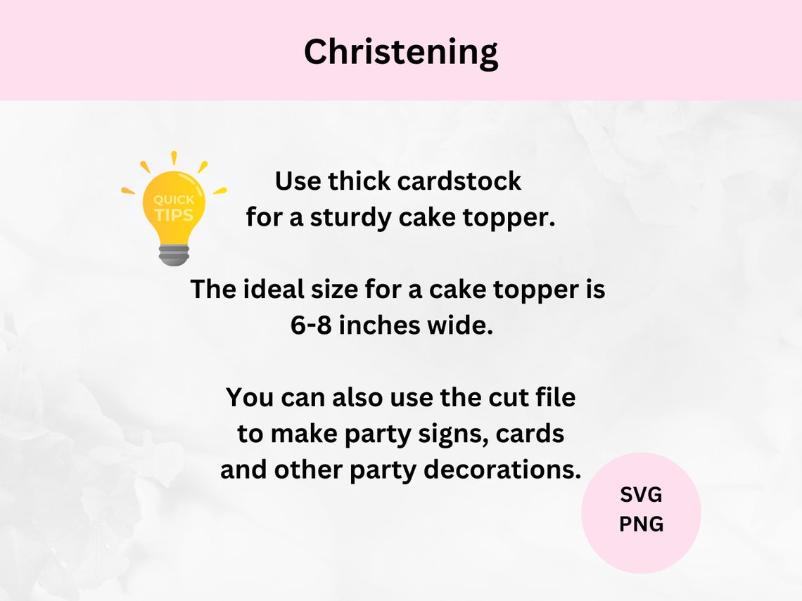 Christening Cut File, Christening Cake Topper SVG, Digital Download ...