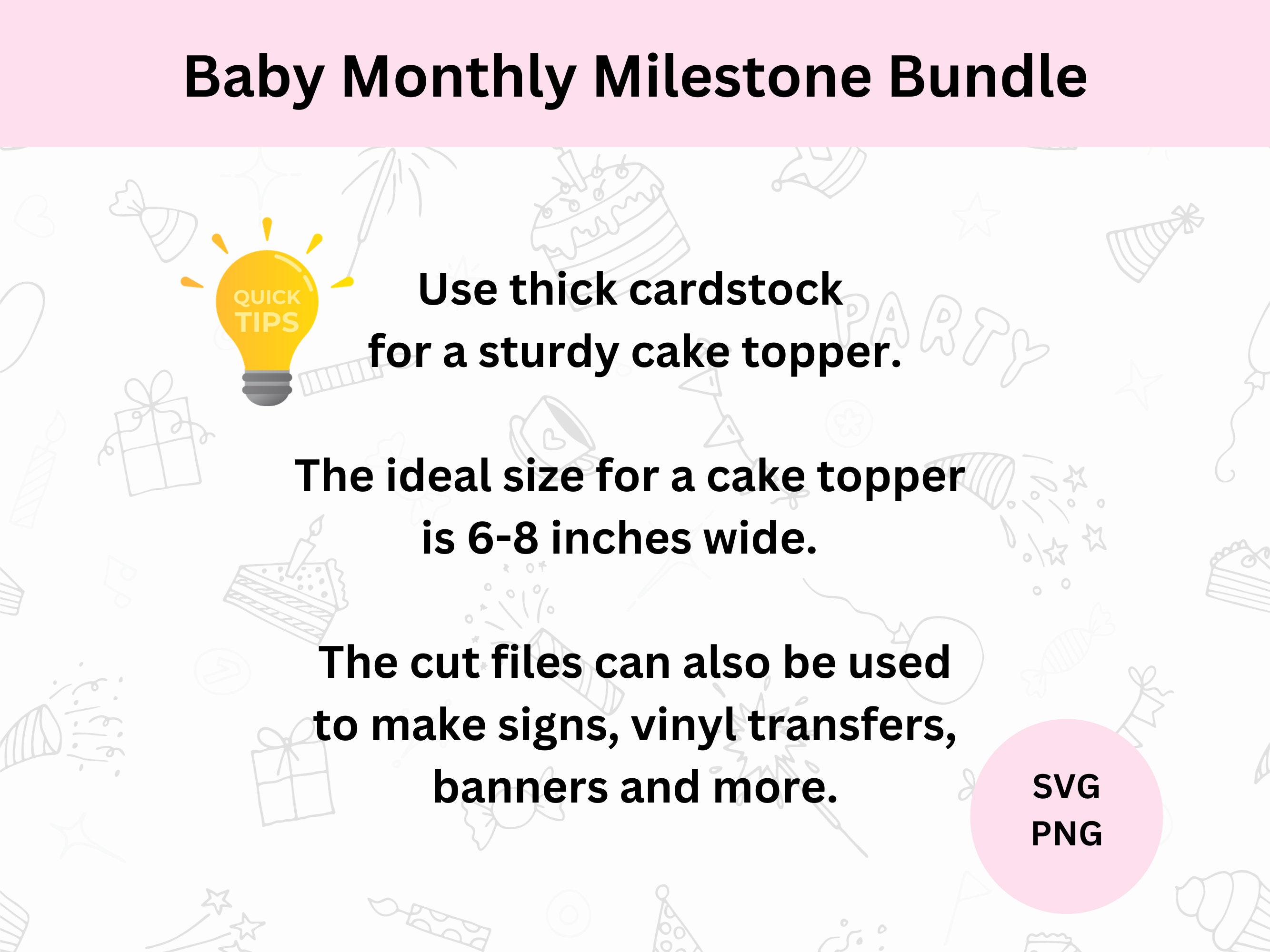 Baby Monthly Milestone Bundle Cake Topper SVG, Baby Milestones SVG, DIY ...