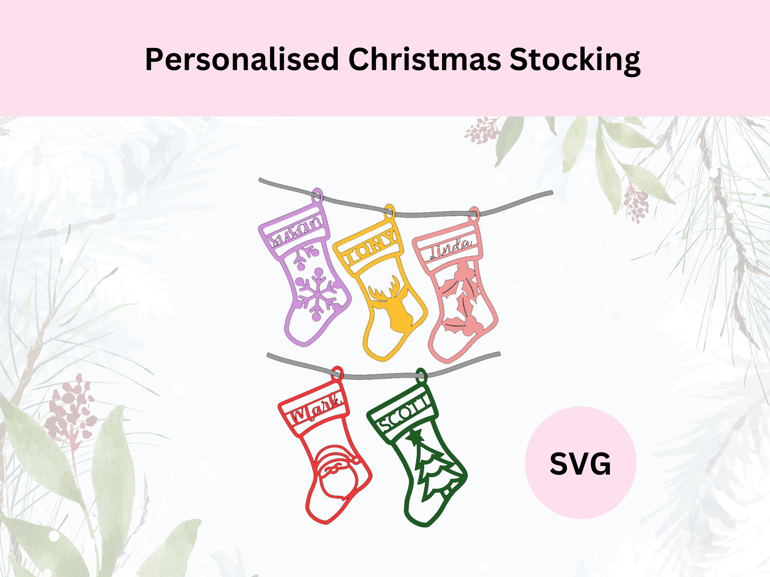 Personalised Christmas Stocking SVG Christmas Ornament SVG Digital ...