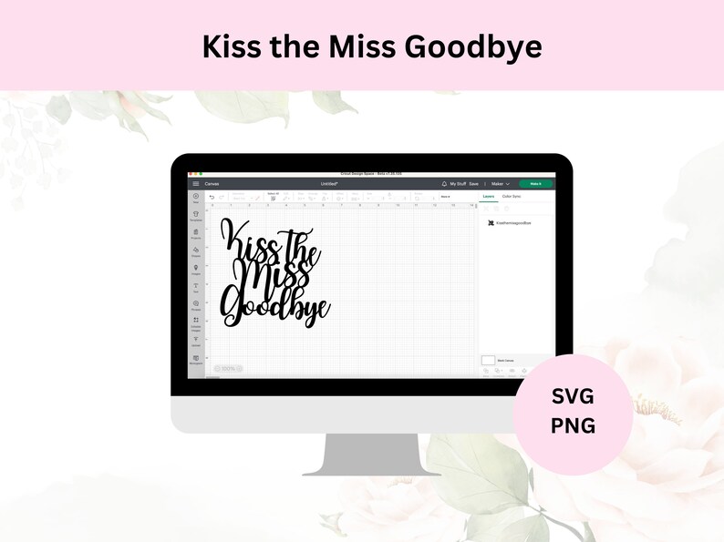 Kiss the Miss Goodbye Cake Topper Cut File, Cake Topper SVG Cut File ...