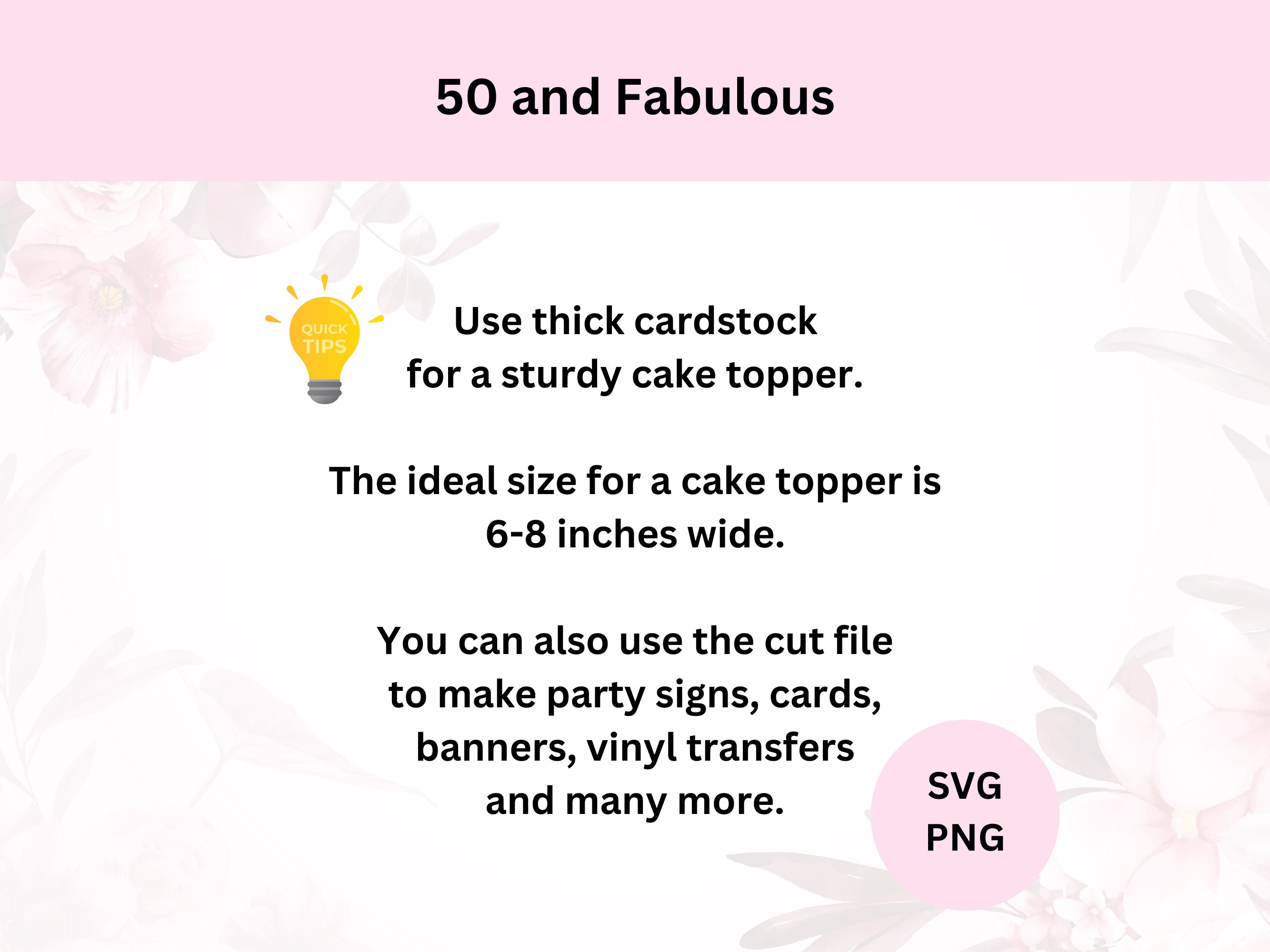 50th Cake Topper File, 50 and Fabulous Topper SVG, 50 and Fabulous ...
