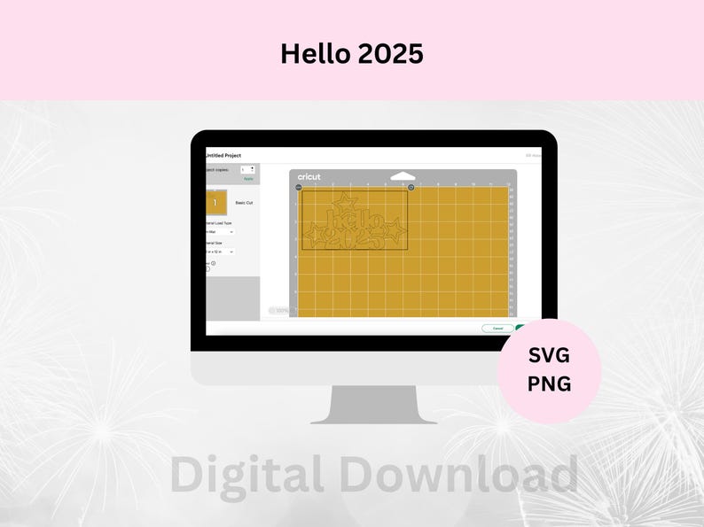 Hello 2025 Svg Digital Download Hello 2025 Cake Topper Happy New Year ...