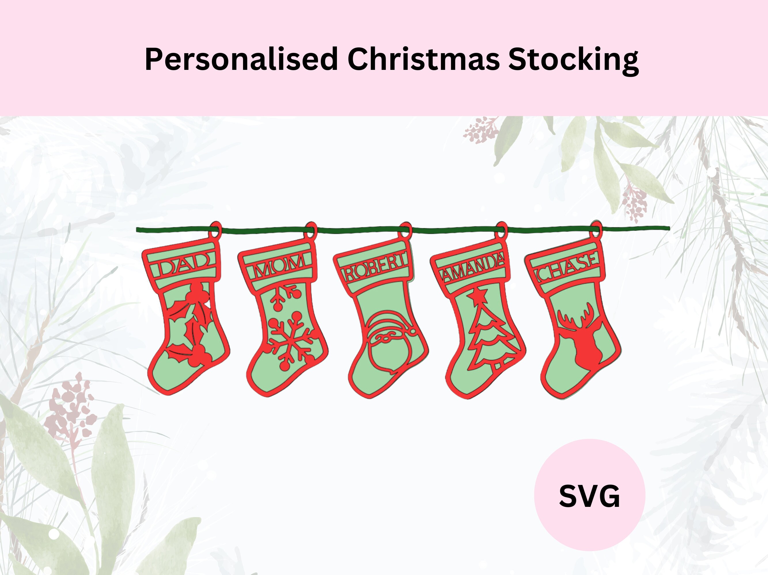 Personalised Christmas Stocking SVG Christmas Ornament SVG Digital ...