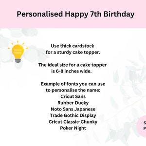 Personalised Happy 7th Birthday Cake Topper SVG | Digital Download ...