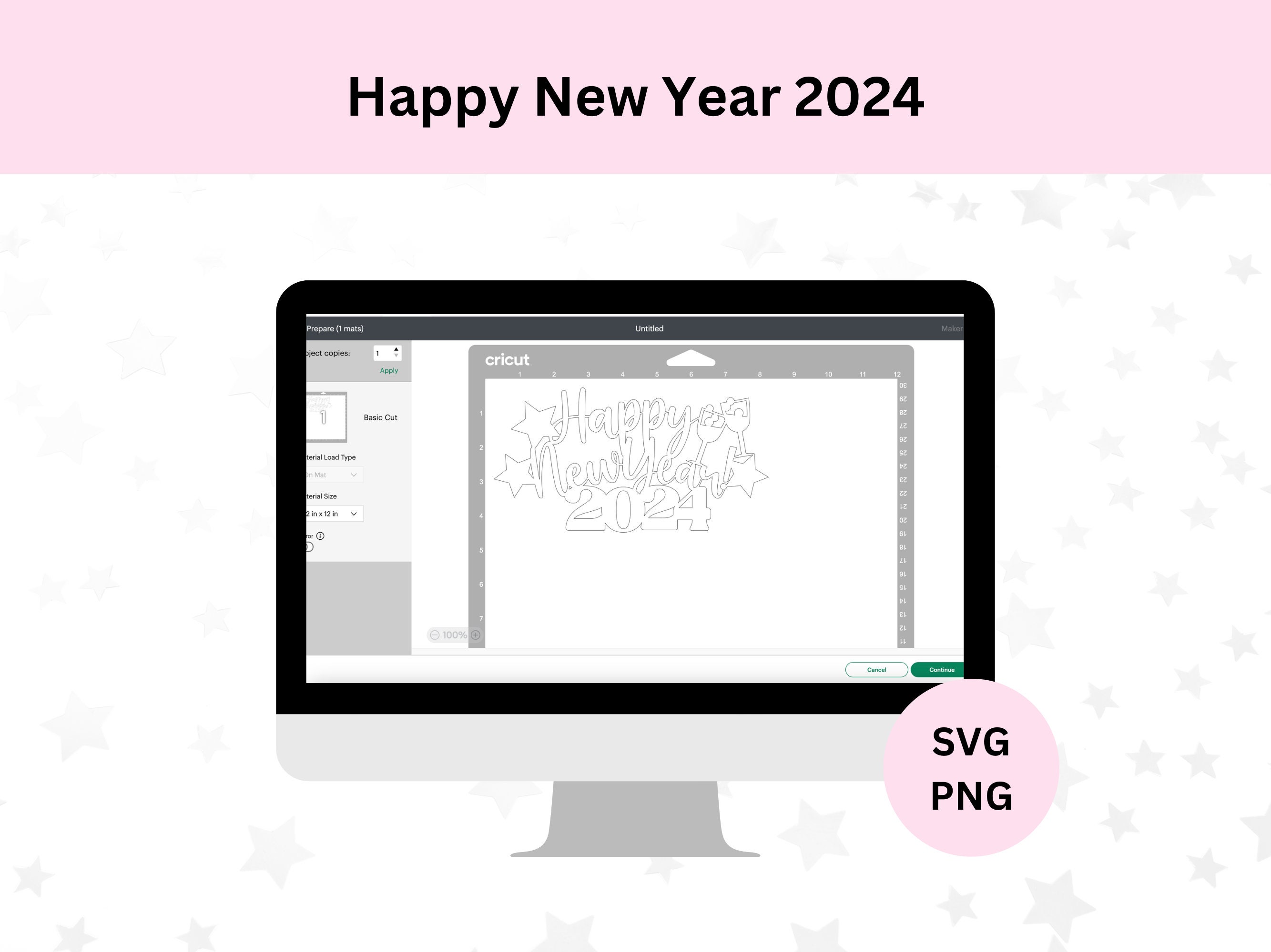 Happy New Year 2024 SVG Welcome 2024 New Year 2024 Cut File Digital Download Happy New Year Cake ...