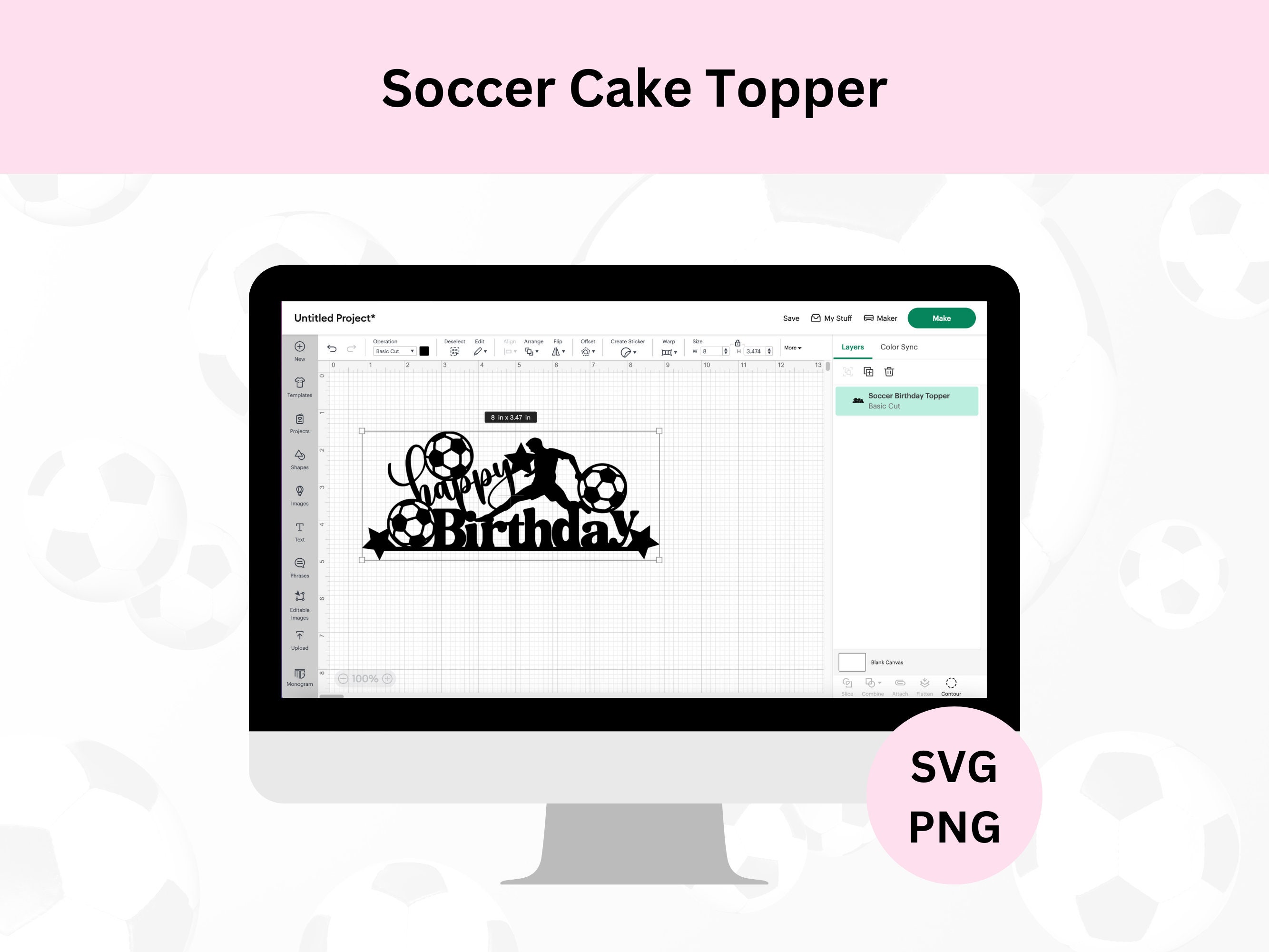 Soccer Cake Topper Svg | Digital Download | Soccer Birthday Topper Svg ...