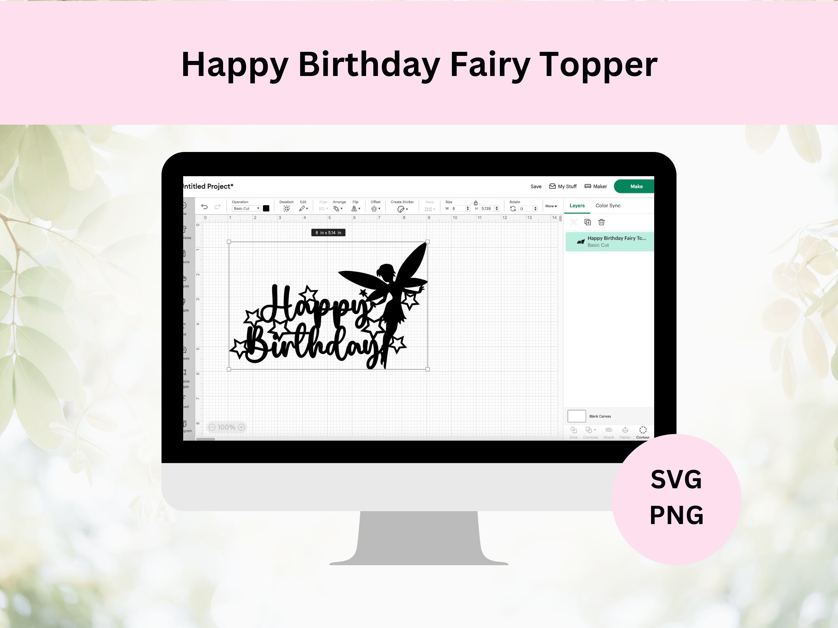 Happy Birthday Fairy Topper Svg Digital Download Cake Topper Svg Fairy ...