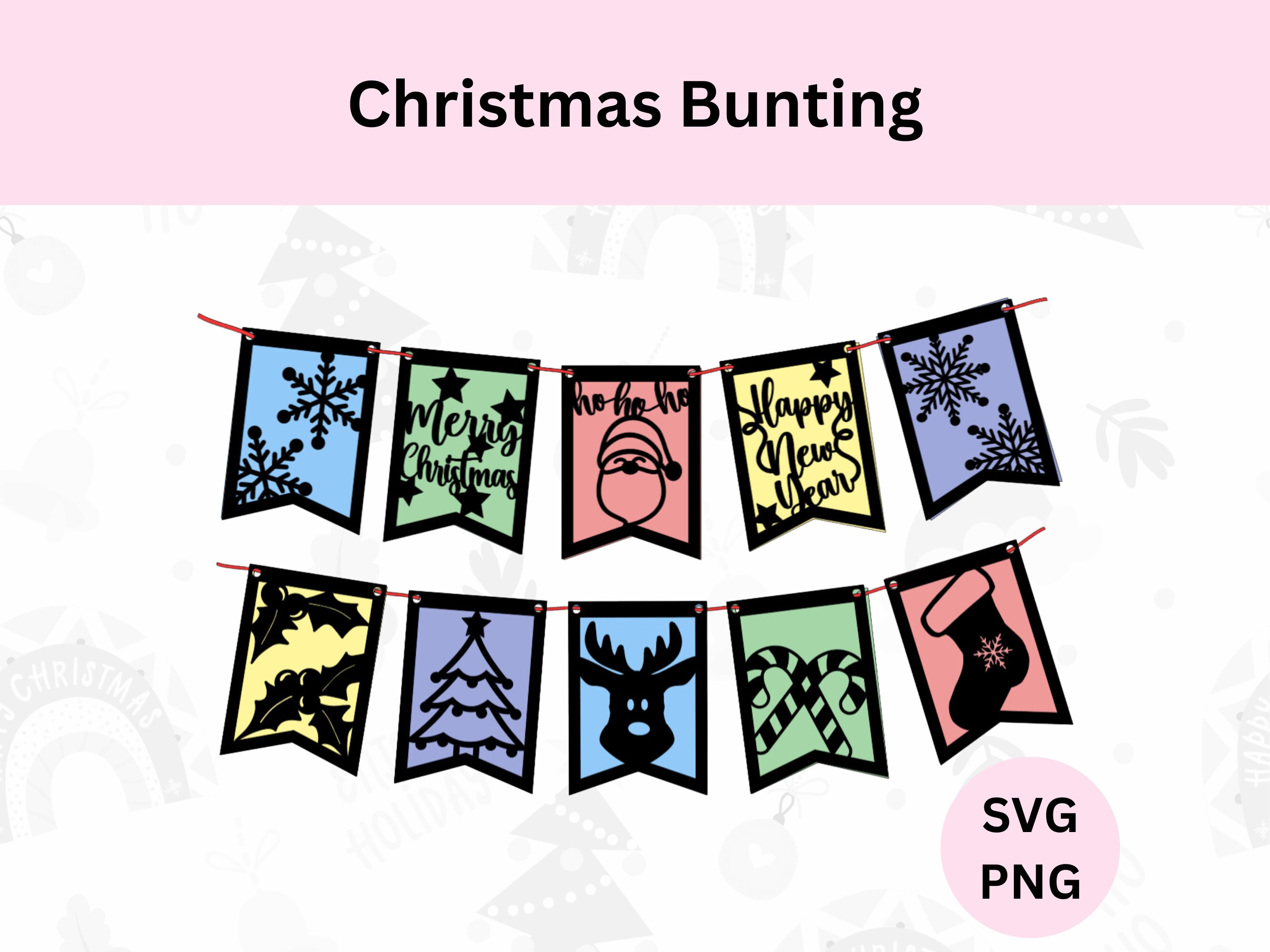 Christmas Bunting SVG Christmas Flags Bundle SVG Digital Download ...