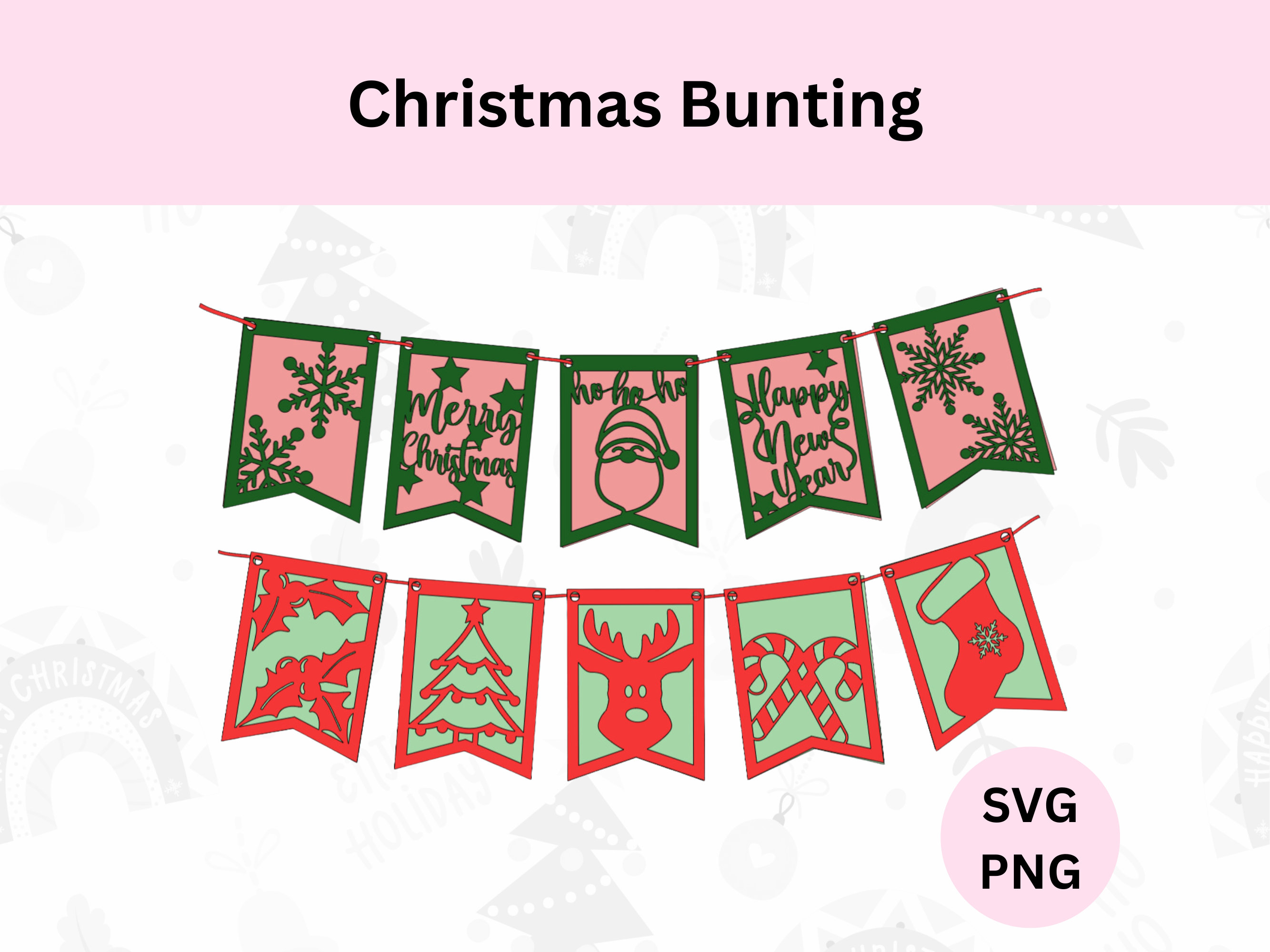 Christmas Bunting SVG Christmas Flags Bundle SVG Digital Download ...