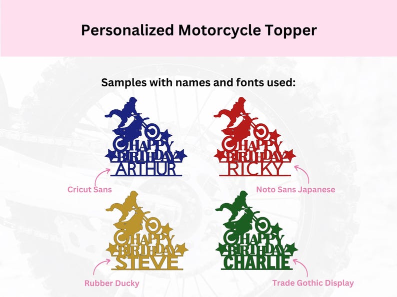 Personalized Motorcycle Birthday Topper Svg | Digital Download | Cake ...