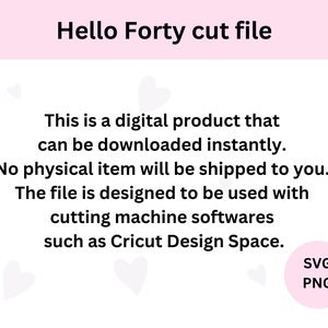 Hello Forty Cake Topper, Hello Forty Svg, 40th Birthday Cake Topper ...