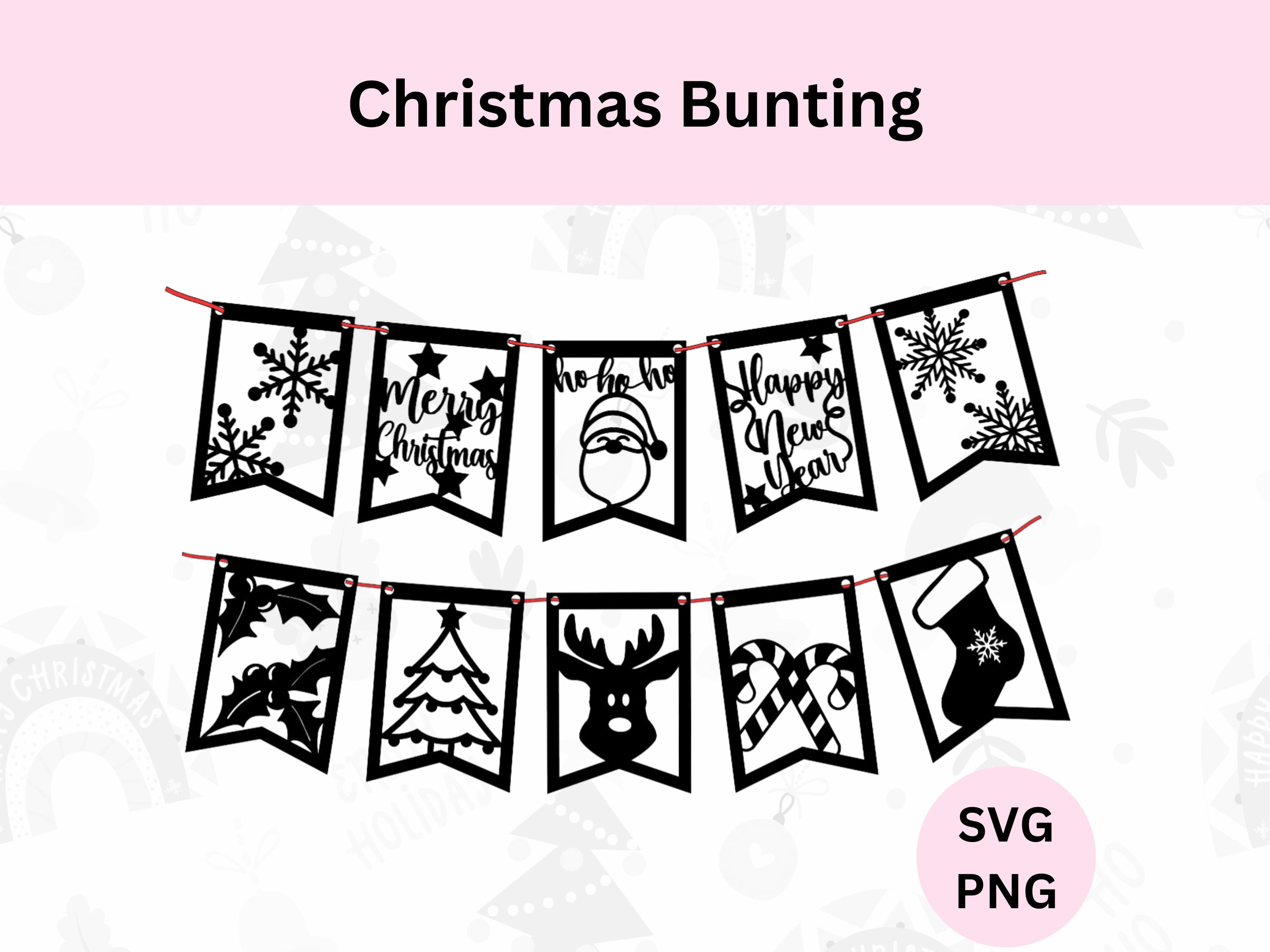 Christmas Bunting SVG Christmas Flags Bundle SVG Digital Download ...