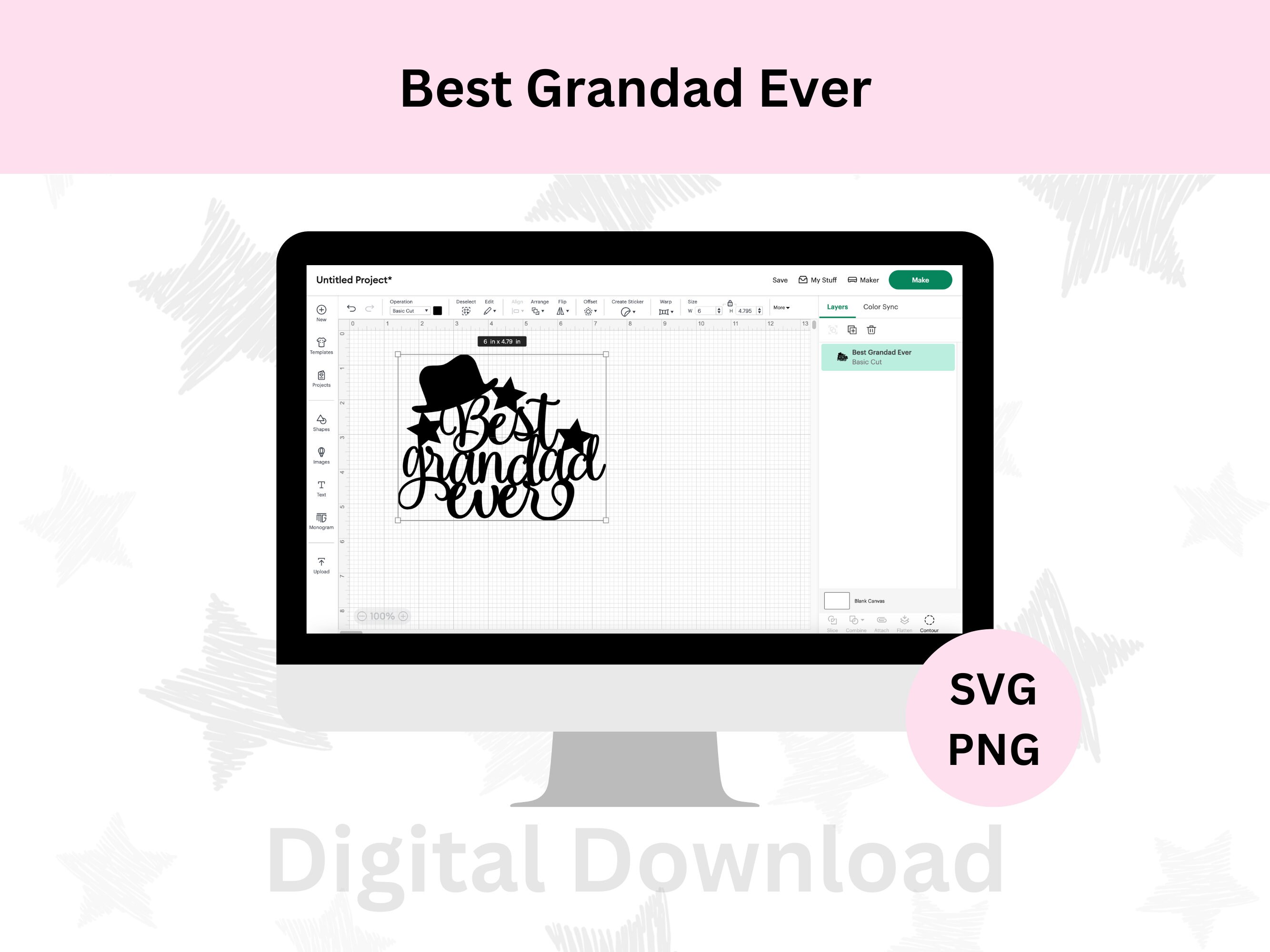 Best Grandad Ever Svg Digital Download Happy Father's Day Svg Cake ...