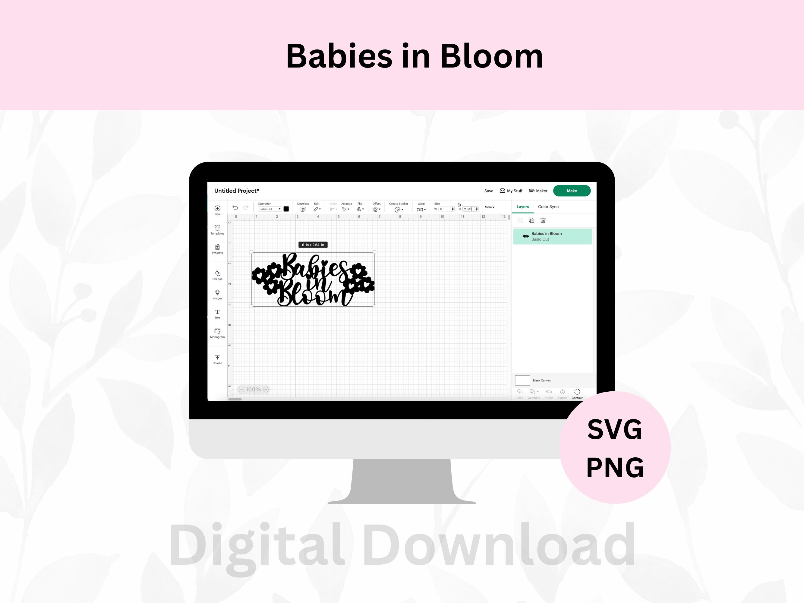 Babies in Bloom Svg Cake Topper Svg Digital Download Twins Baby Shower ...