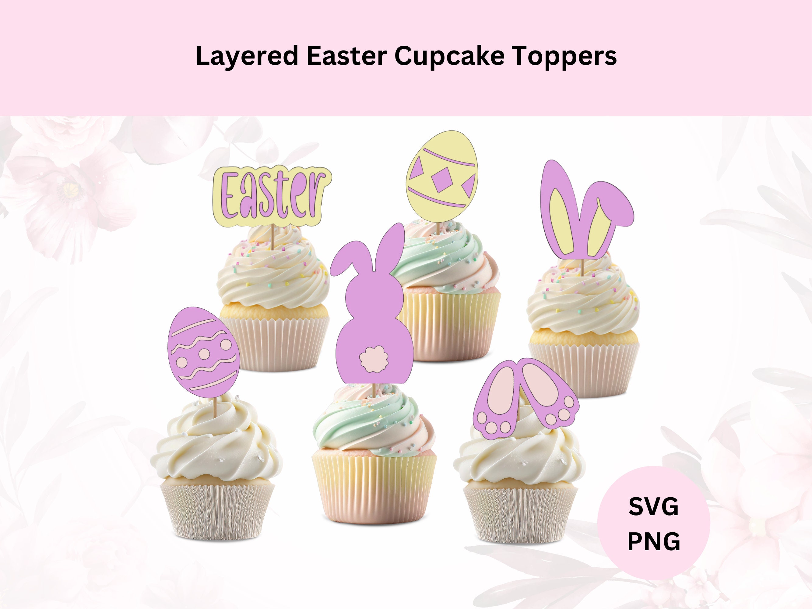 Layered Easter Cupcake Toppers Svg Digital Download Happy Easter Easter ...