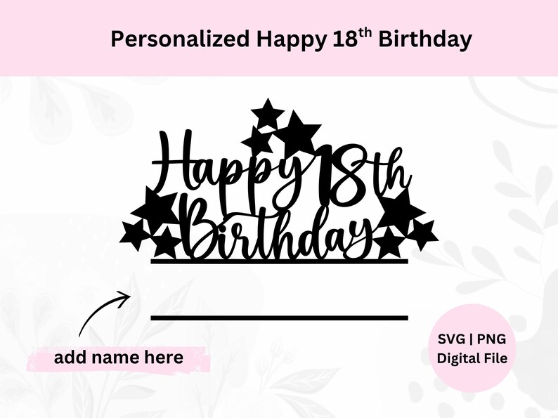 Personalized Happy 18th Birthday Svg | Digital Download | Cake Topper ...