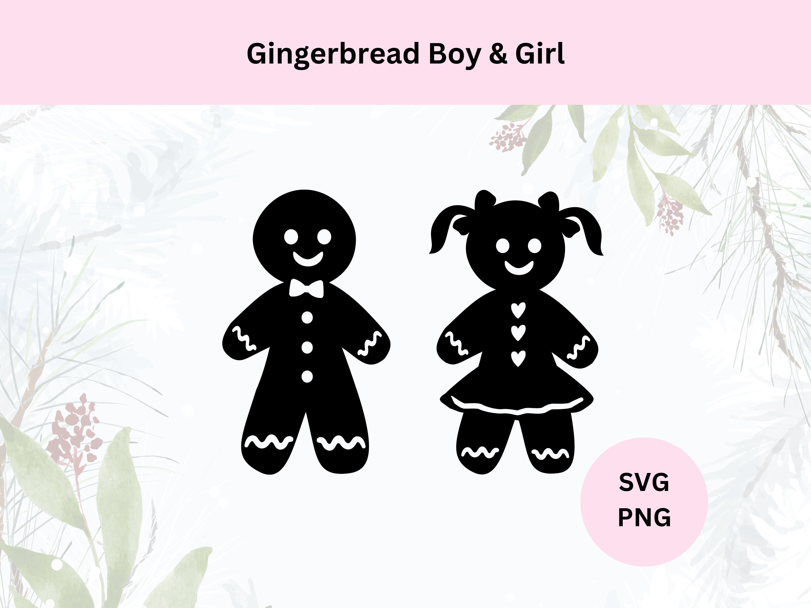 Gingerbread Boy Svg Gingerbread Girl Svg Digital Download Christmas ...