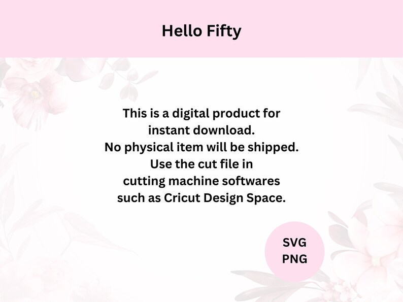 Hello Fifty Cake Topper Cut File, 50th Birthday Cake Topper, Hello ...
