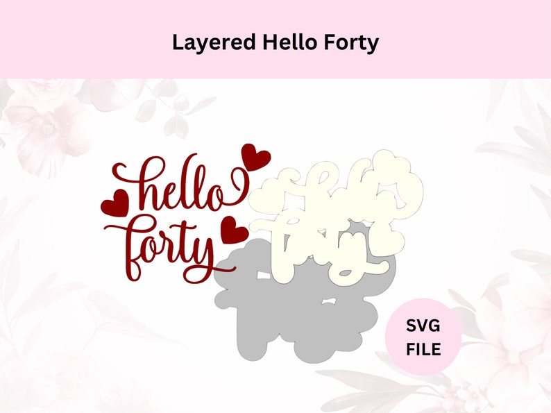 Layered Hello Forty Svg | Digital Download | Hello Forty Cake Toppper ...