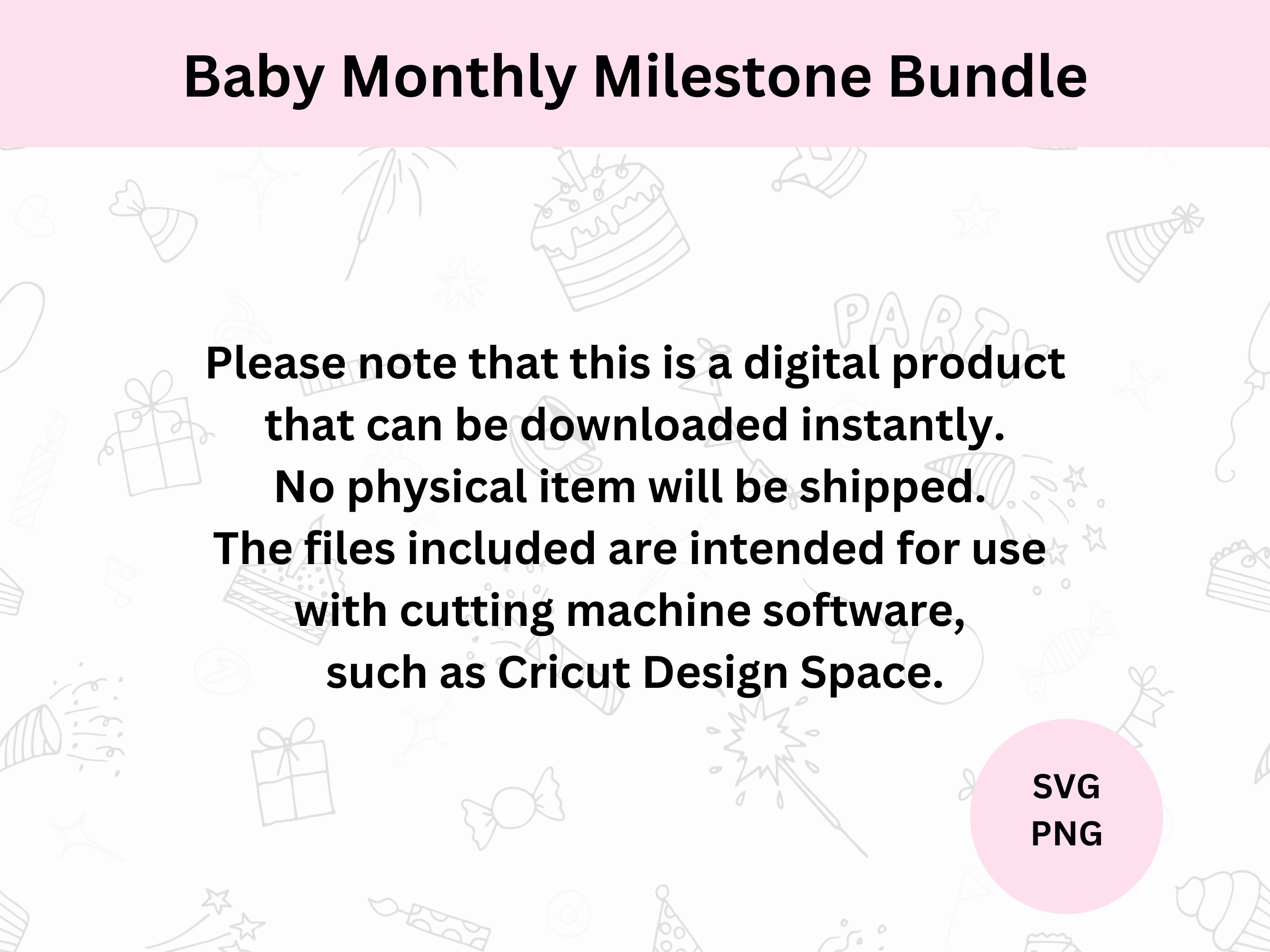 Baby Monthly Milestone Bundle Cake Topper SVG, Baby Milestones SVG, DIY ...