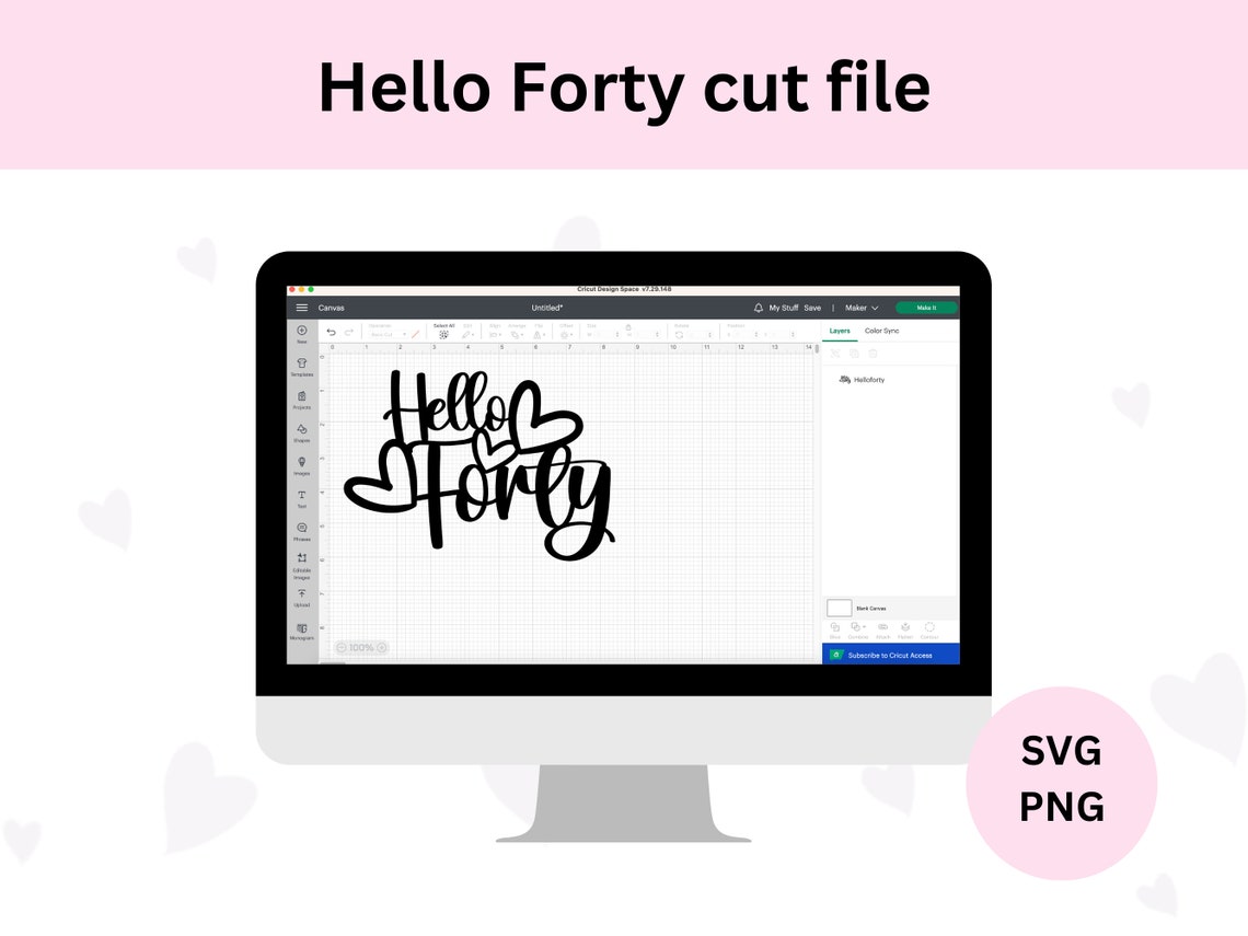 Hello Forty Cake Topper, Hello Forty Svg, 40th Birthday Cake Topper ...