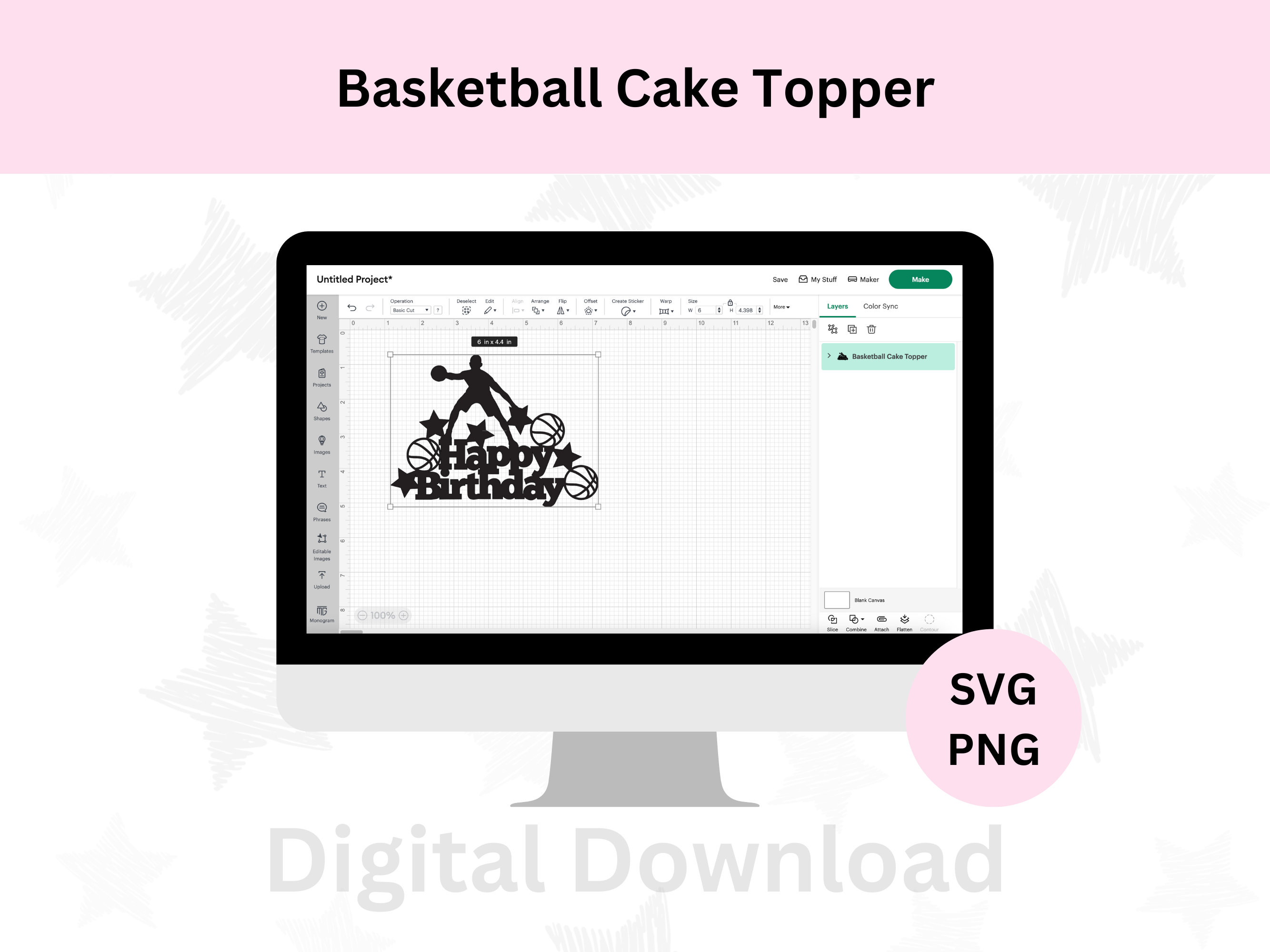 Basketball Cake Topper Svg | Digital Download | Basketball Svg | Cake ...
