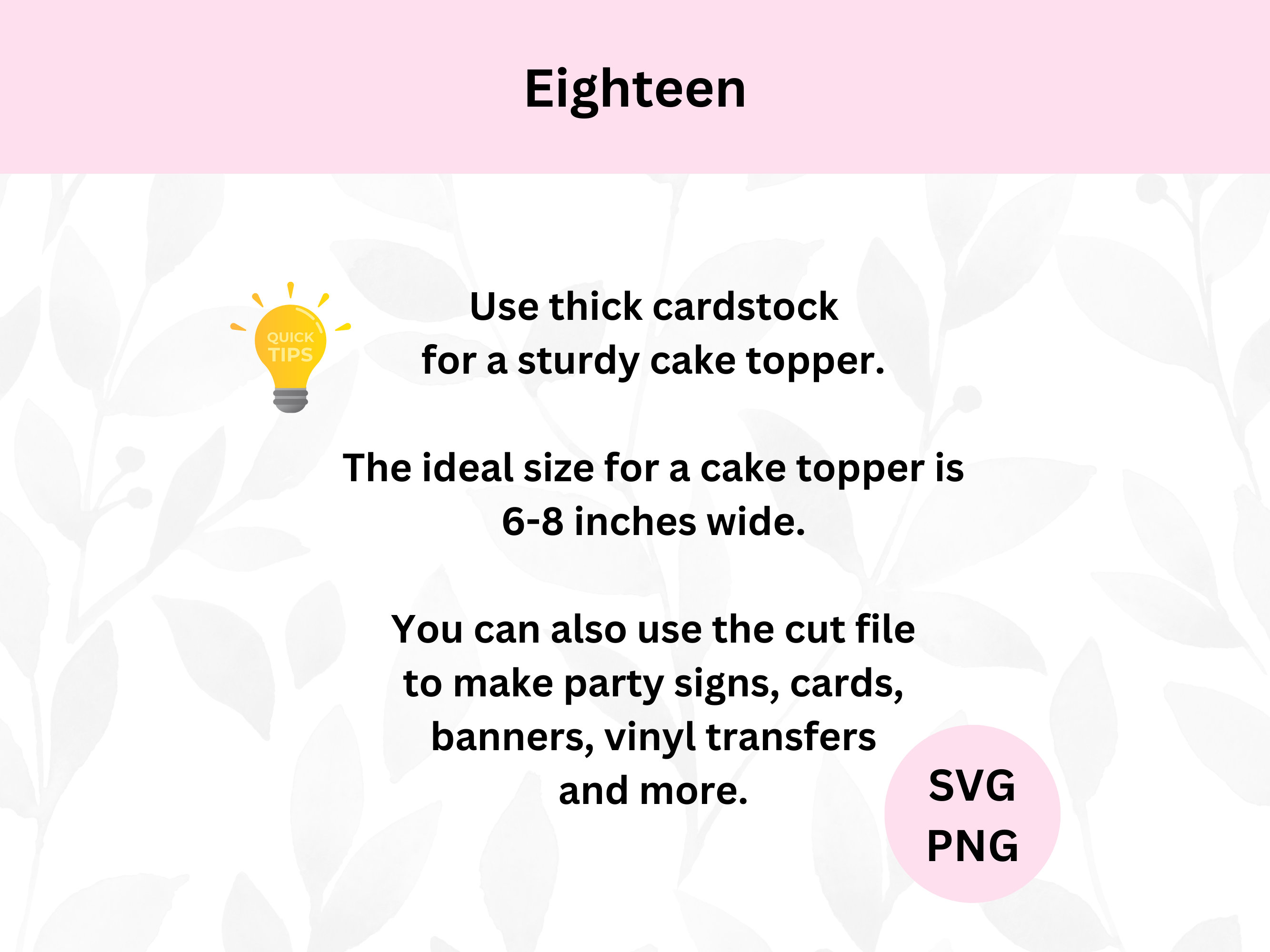 Eighteen Cake Topper SVG, Instant Download, 18th Cake Topper Svg, Cake ...