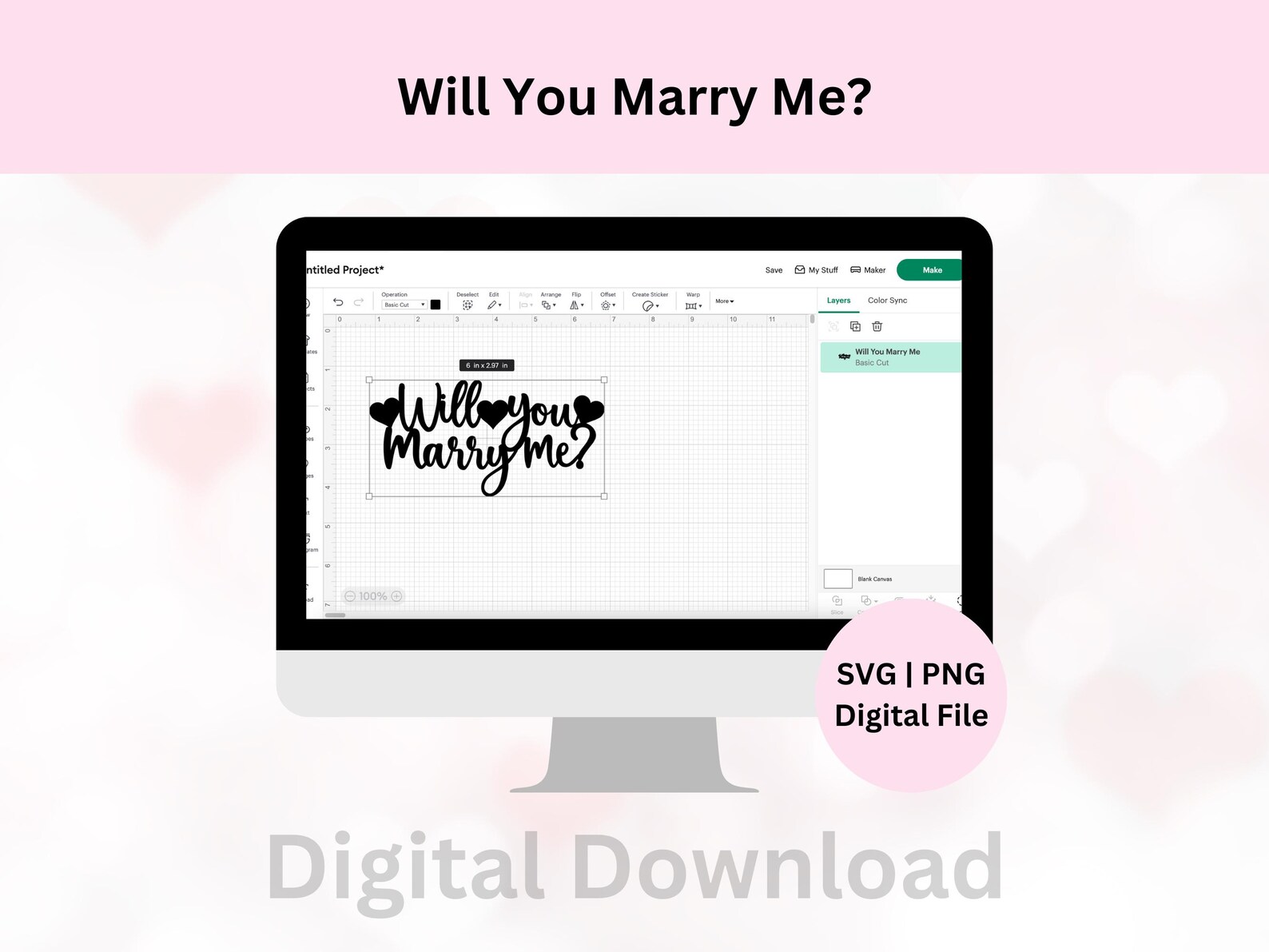 Will You Marry Me Svg | Digital Download | Marry Me Cake Topper Svg ...