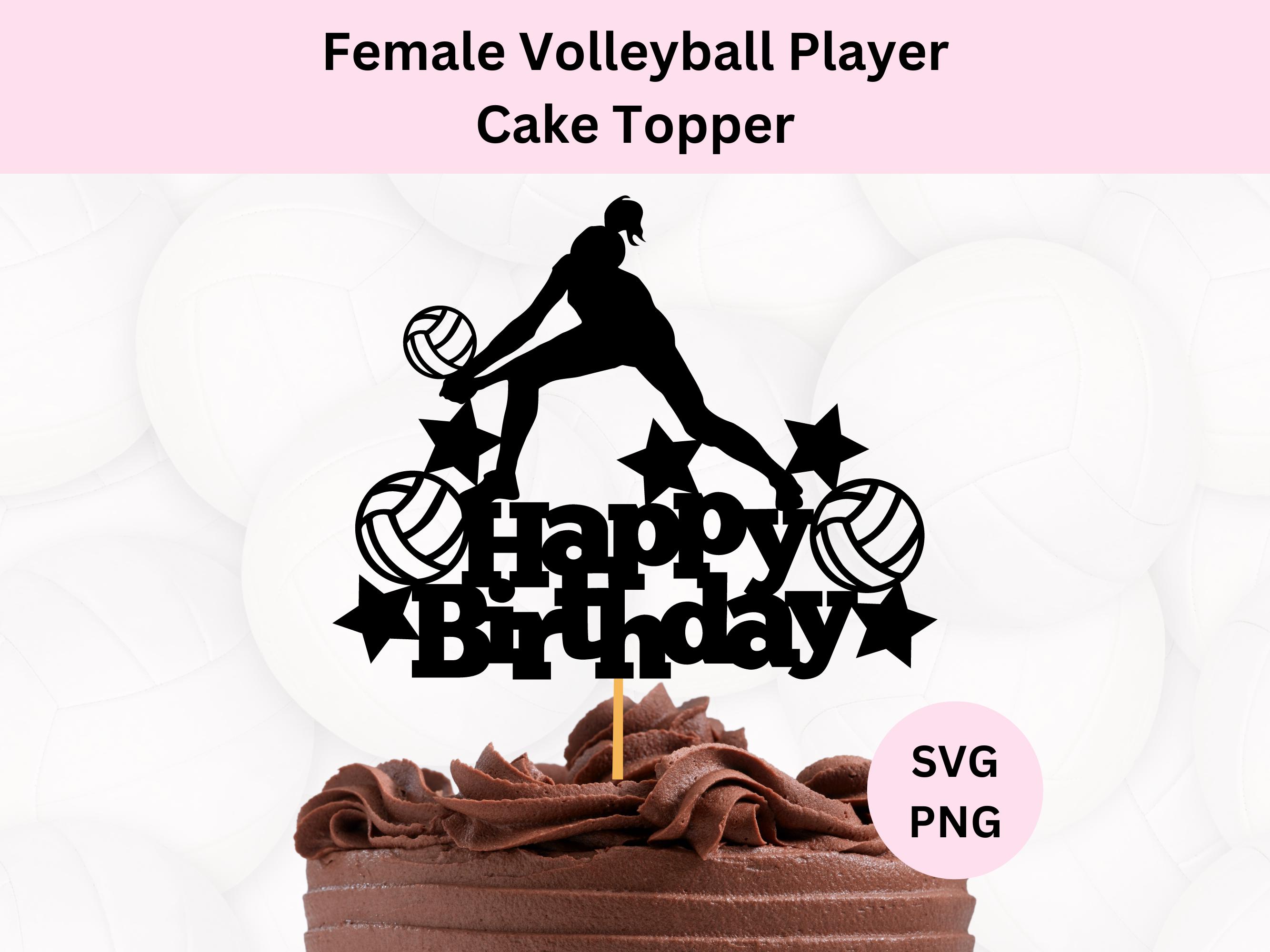 Volleyball Birthday Cake Topper Svg | Female Volleyball Player Svg ...