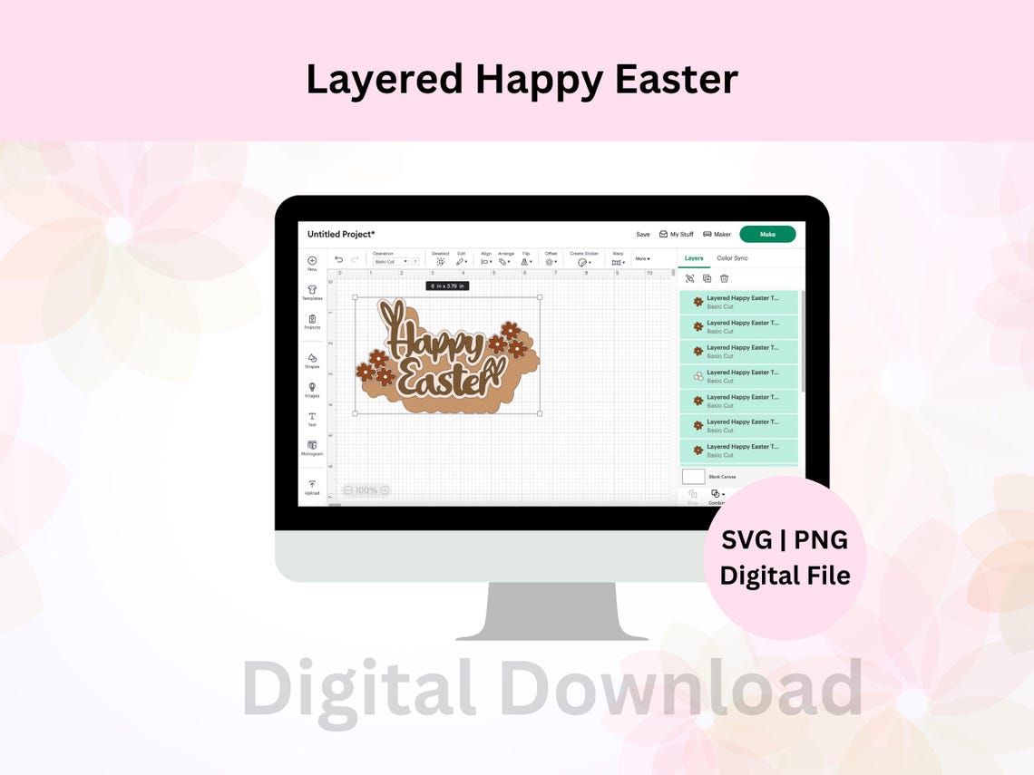 Layered Happy Easter Svg | Digital Download | Easter Svg | Happy Easter ...