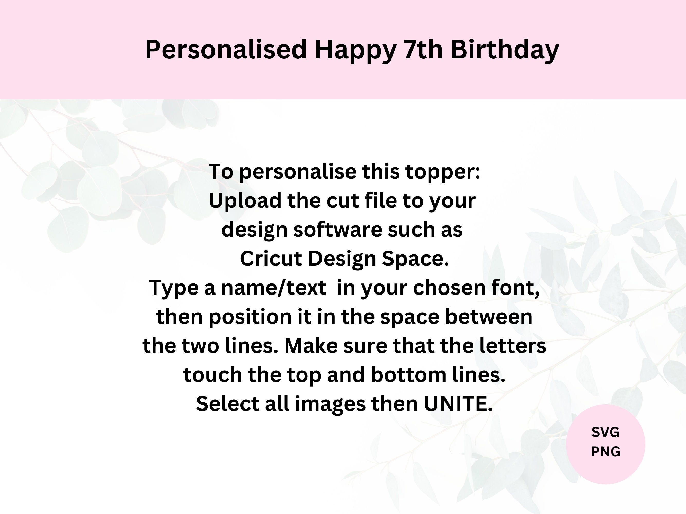 Personalised Happy 7th Birthday Cake Topper SVG | Digital Download ...
