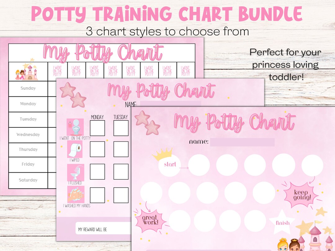 Potty Training Chart Printable Potty Reward Charts Princess Potty Chart ...