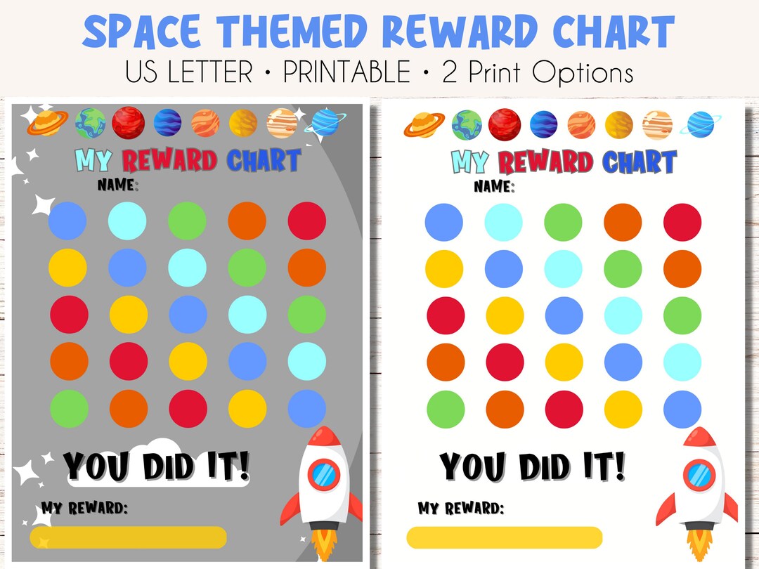 Space Themed Reward Chart Printable Reward Chart Outer Space Printable ...
