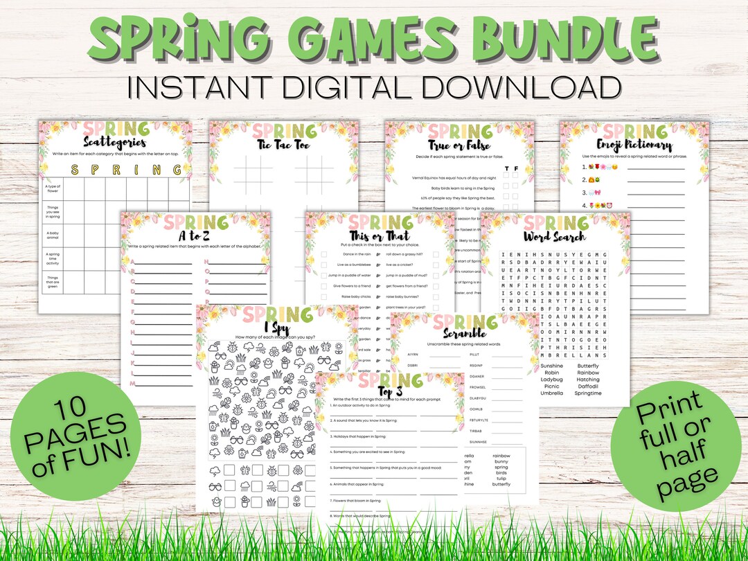 Spring Games Printable Spring Party Games Spring Printable Games Party ...
