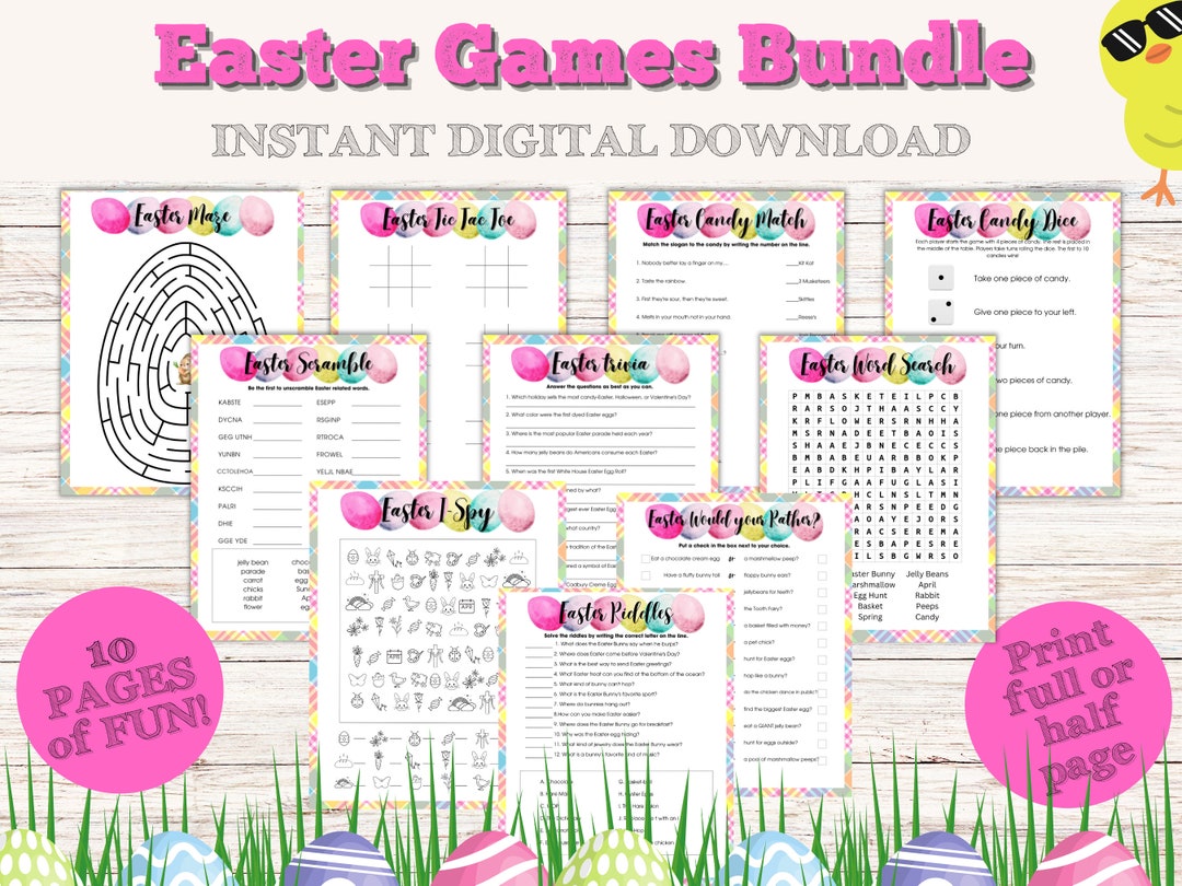 Easter Games Bundle Printable Easter Party Games Easter Activity Pages ...