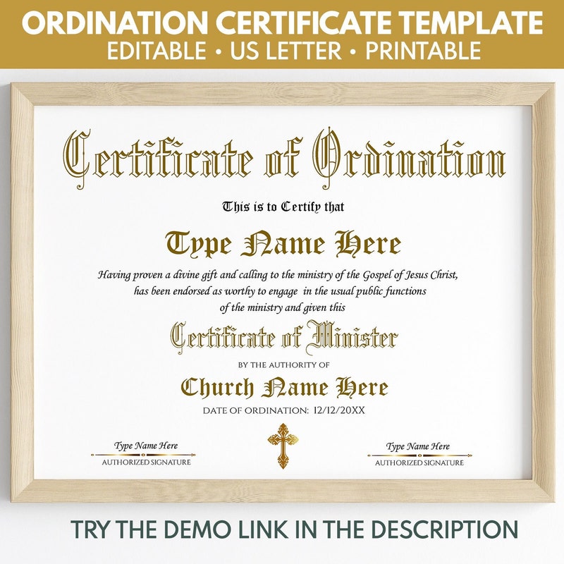 Pastor Installation Certificate - Etsy
