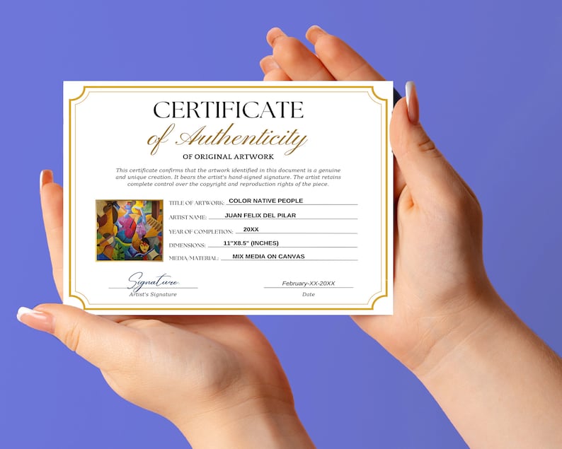 Editable Artist Certificate of Authenticity Template, Printable COA ...