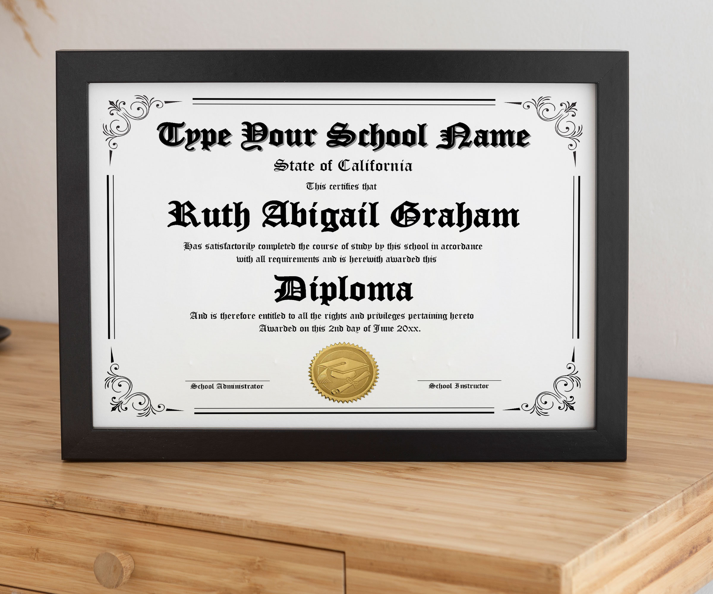 Editable High School Diploma Printable Homeschool Diploma Template