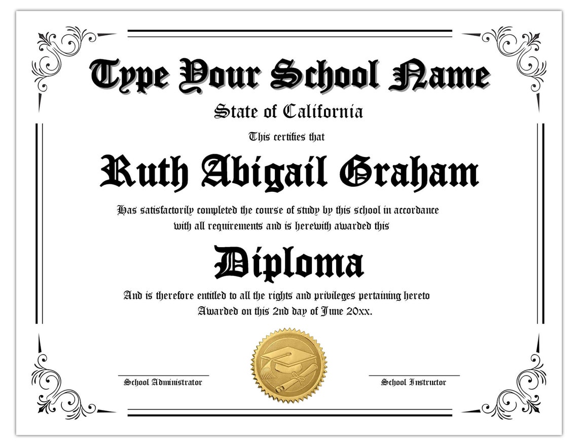 Editable High School Diploma, Printable Homeschool Diploma Template ...