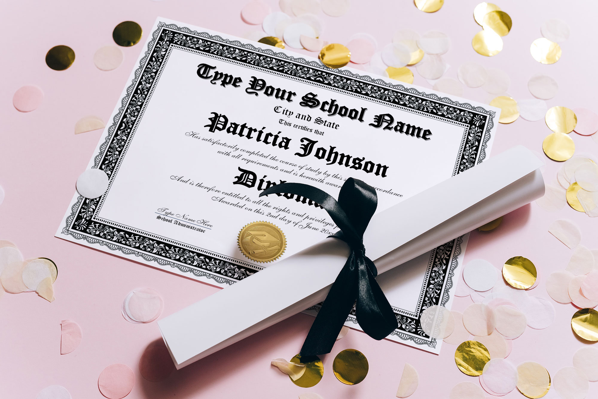 High School Diploma Certificate, Homeschool Diploma Template, GED ...