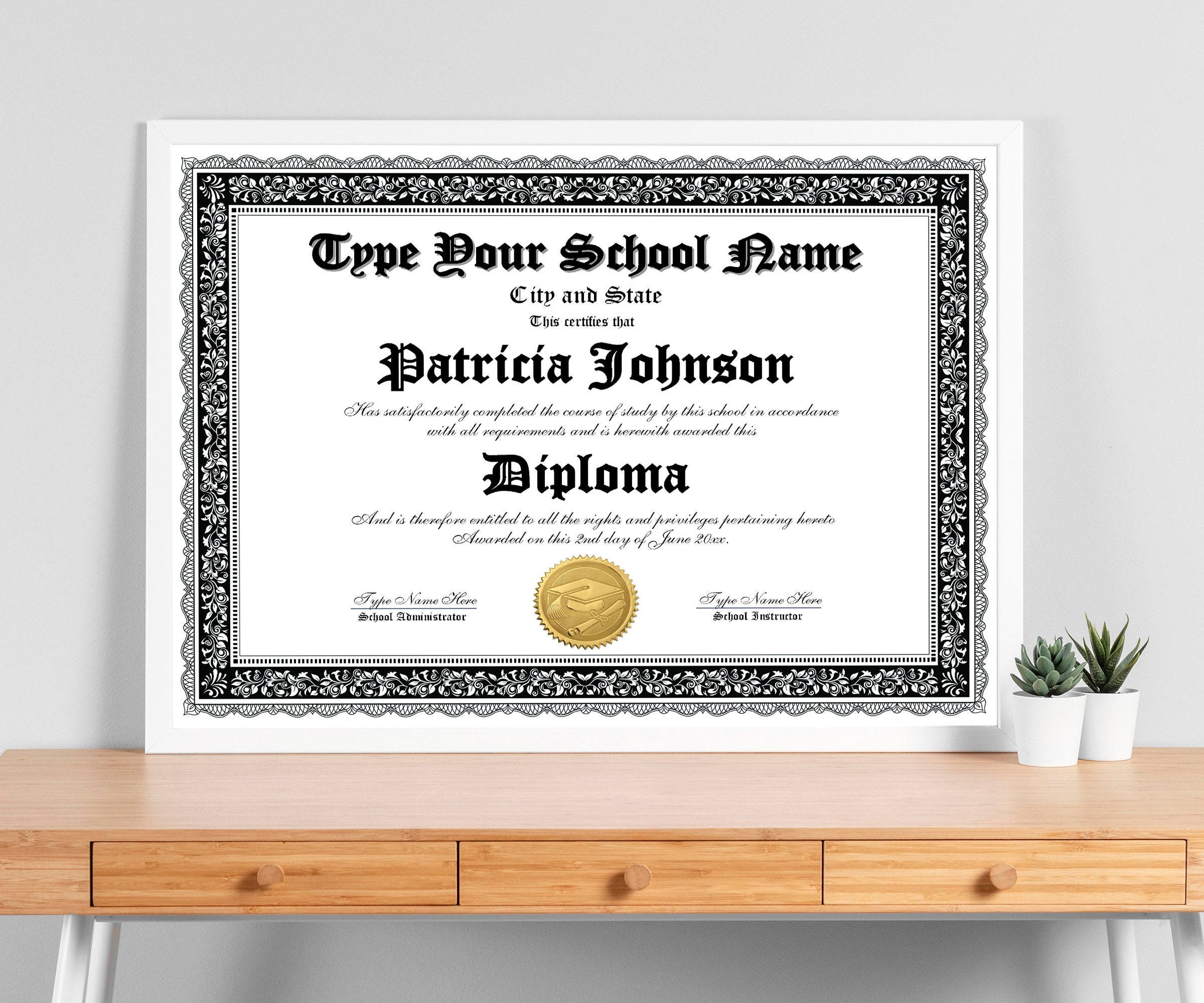 High School Diploma Certificate Template Formal And Minimalist High