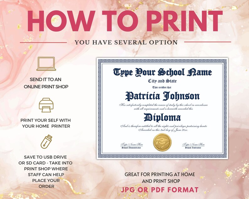Editable High School Diploma Certificate Template Custom GED - Etsy