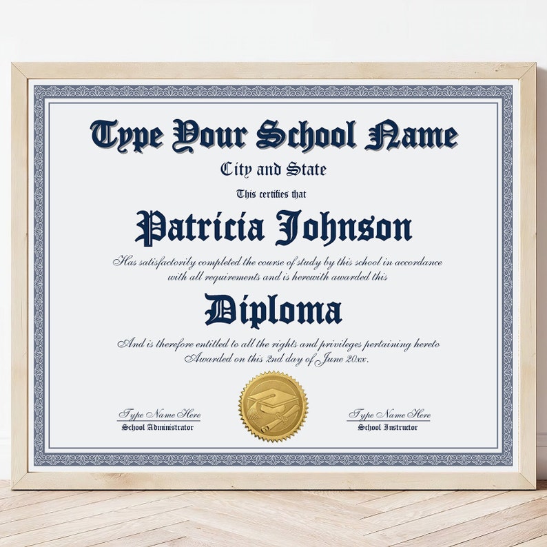 Editable High School Diploma, Certificate Template, Custom GED Diploma ...