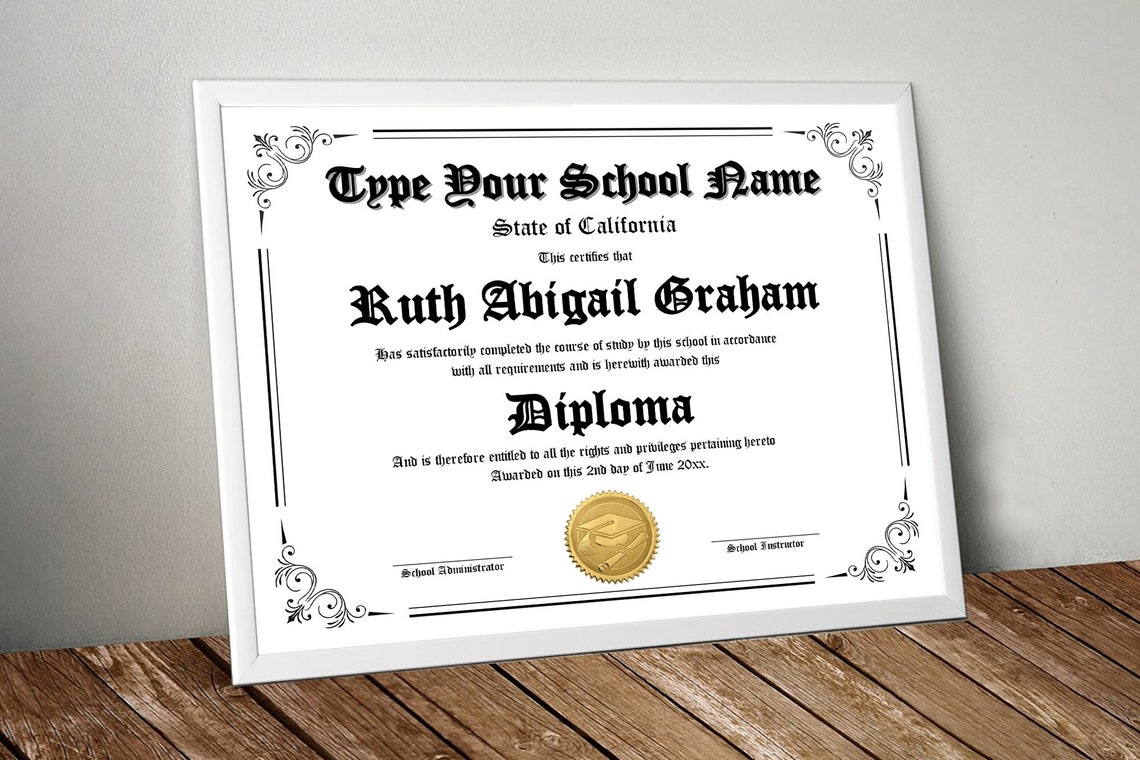 Editable High School Diploma, Printable Homeschool Diploma Template ...