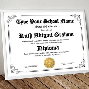 Editable High School Diploma, Printable Homeschool Diploma Template ...